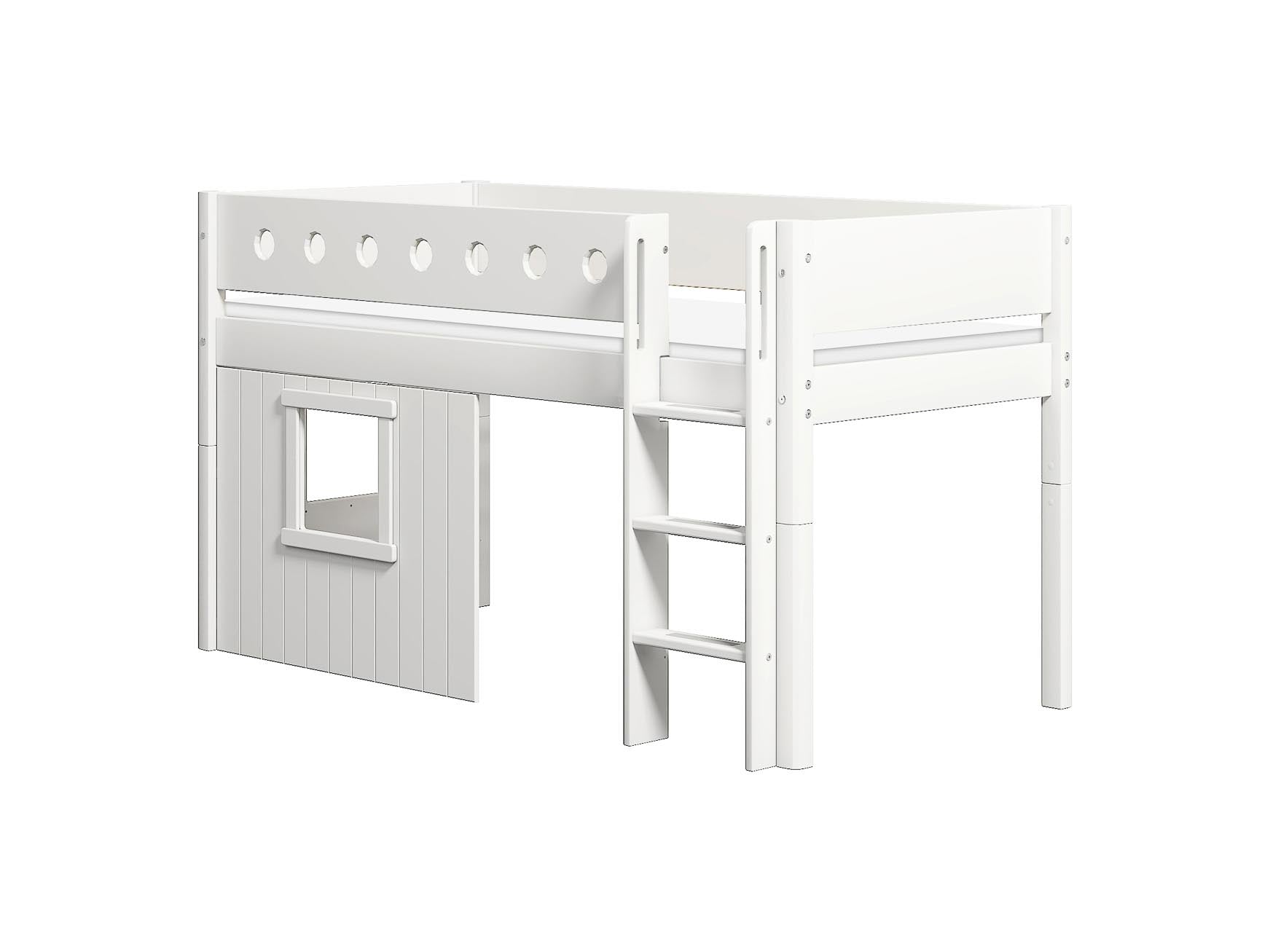 WHITE Mid-high Bed with Treehouse, 90x200 cm, White – FLEXA